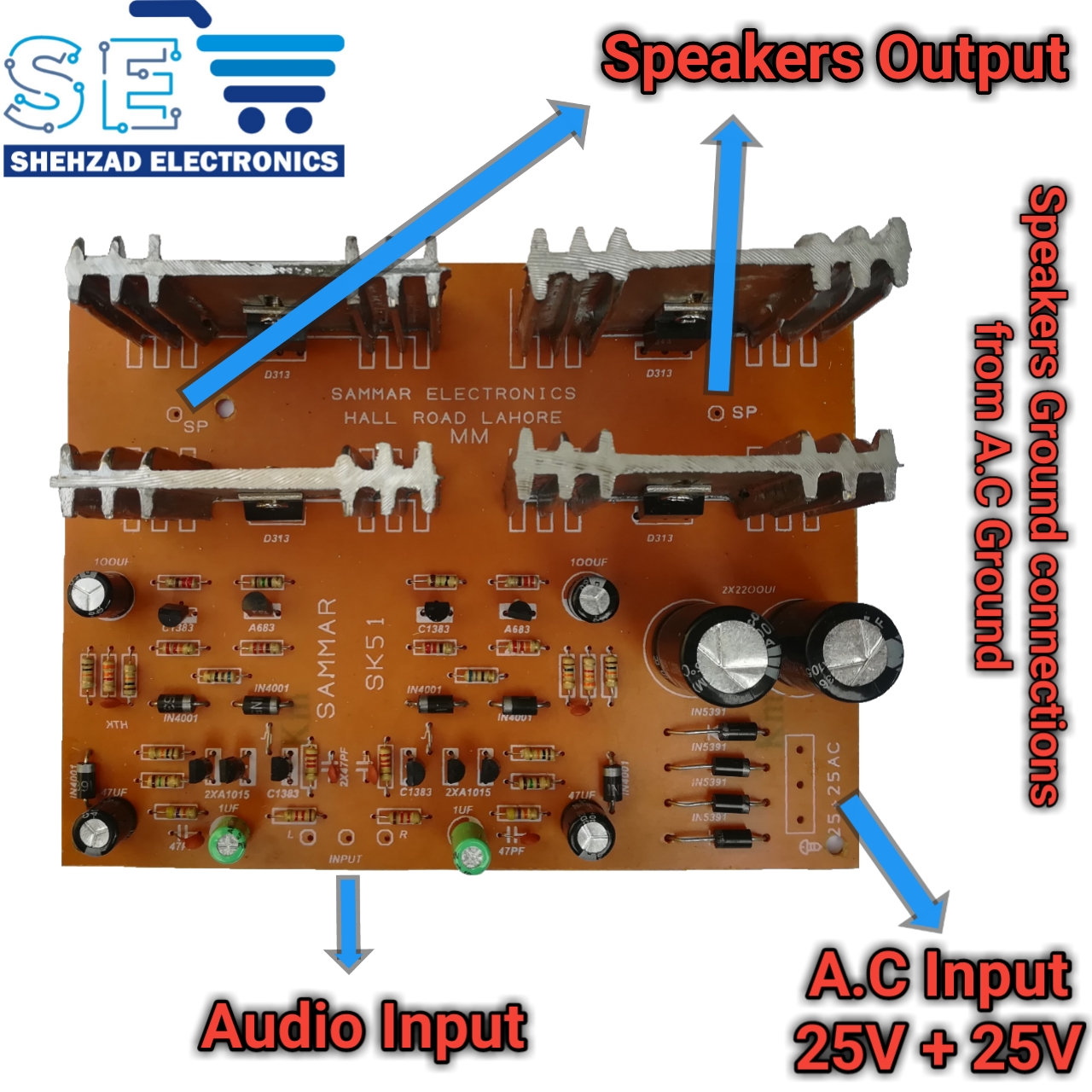 Audio Transistor Stereo Amplifier Circuit kit 45+45 Watts Class AB ...