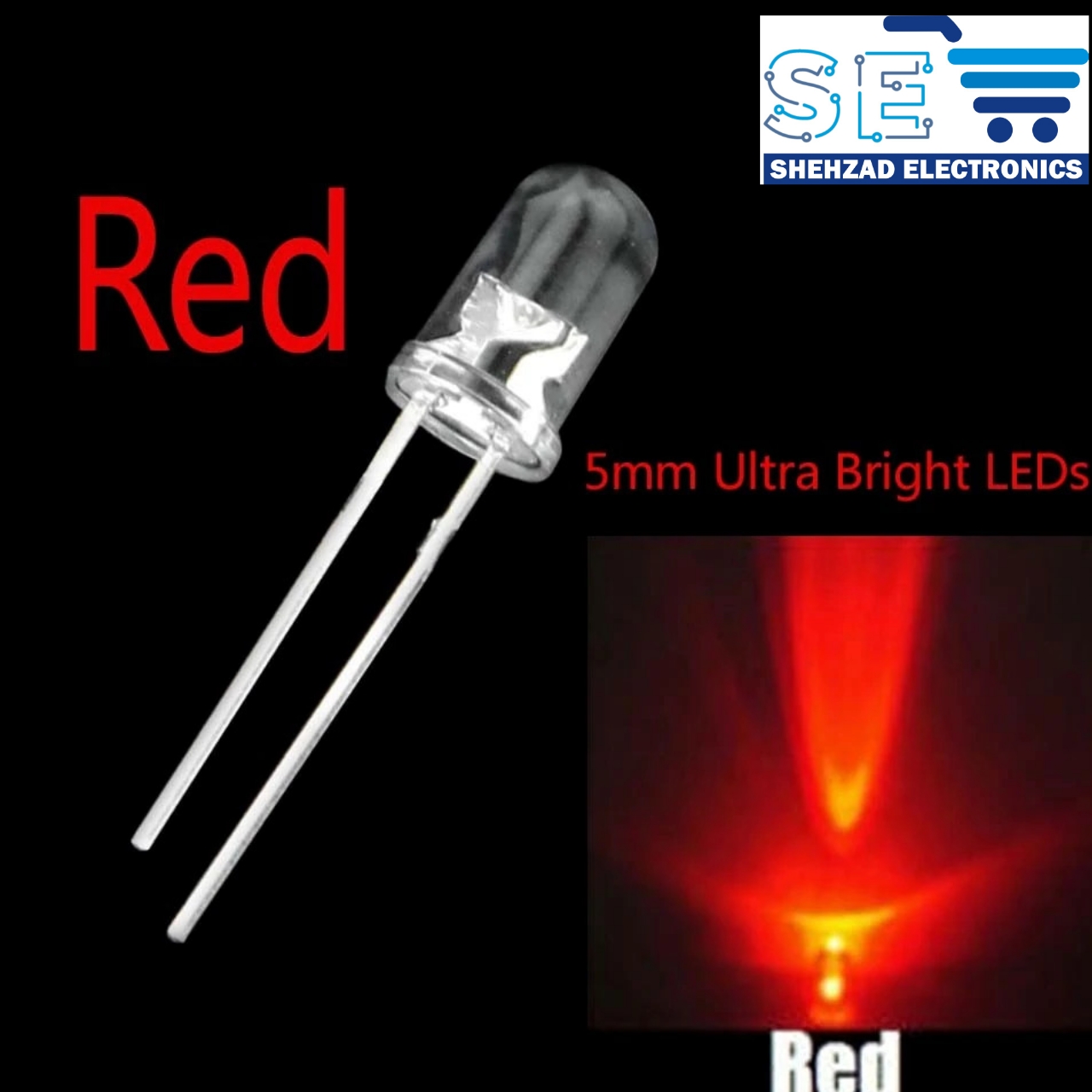 5MM LED Diode super bright Crystal Red – Shahzad Electronics