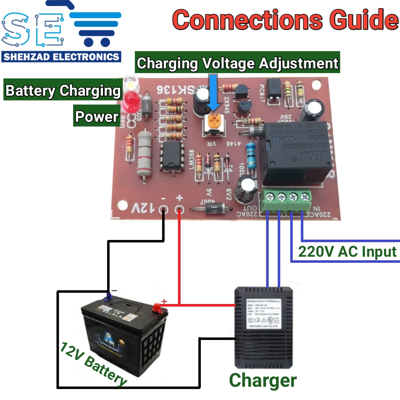 12V Battery Cut Off Charging Circuit SK136 Control Board Intelligent ...