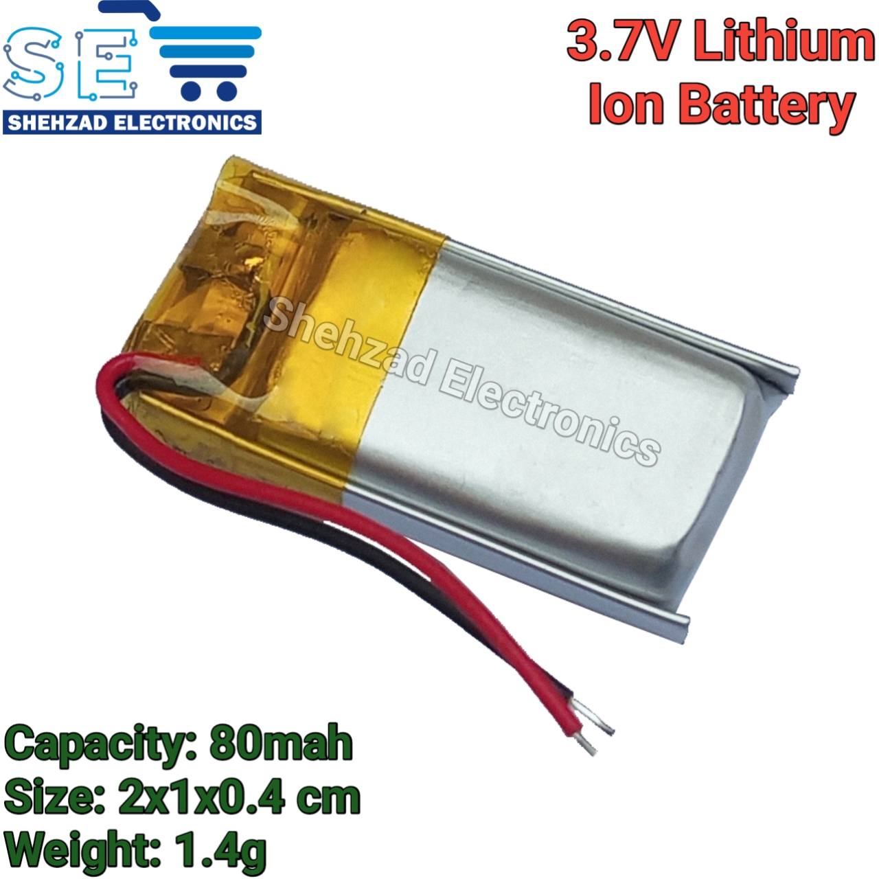 3.7V 80mAh Lithium Ion Rechargeable Battery – Compact & Lightweight ...